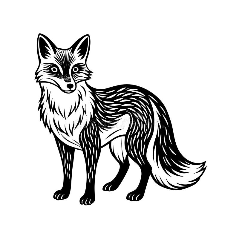 Engaging Red Fox Linocut Arts Illustration Stock Illustration ...