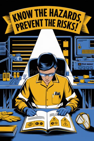 Safety Awareness Poster for Factory Environment Stock Illustration ...