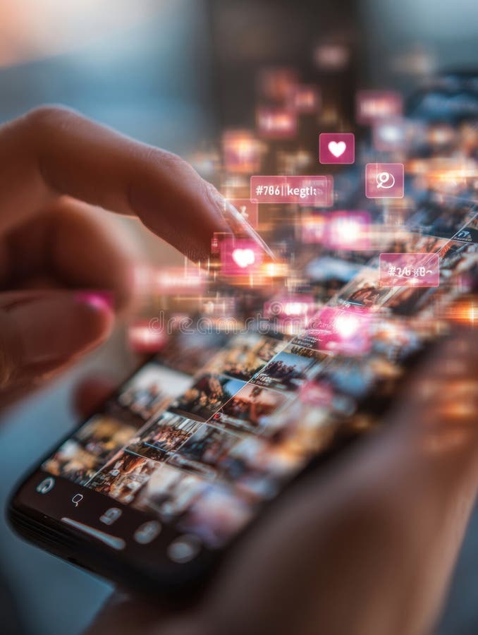 Engaging with Social Media Platform through Smartphone Displaying ...