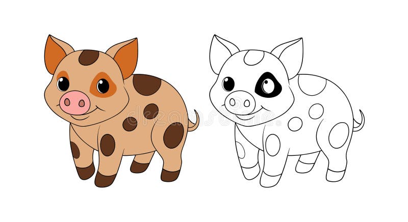 Engaging Spotted Pig Coloring Illustration Stock Illustration ...