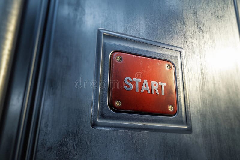 Engaging Start Button Set in a Sleek Metal Panel Awaits Your Command ...