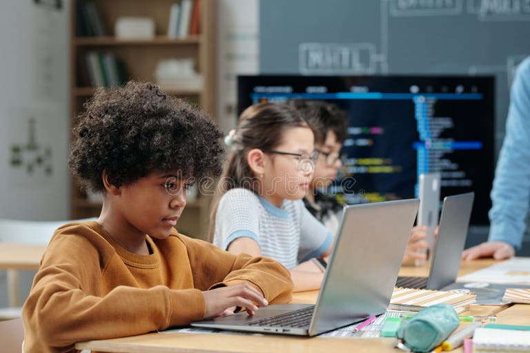 Engaging Students Participating in Digital Class Activities Stock Image ...