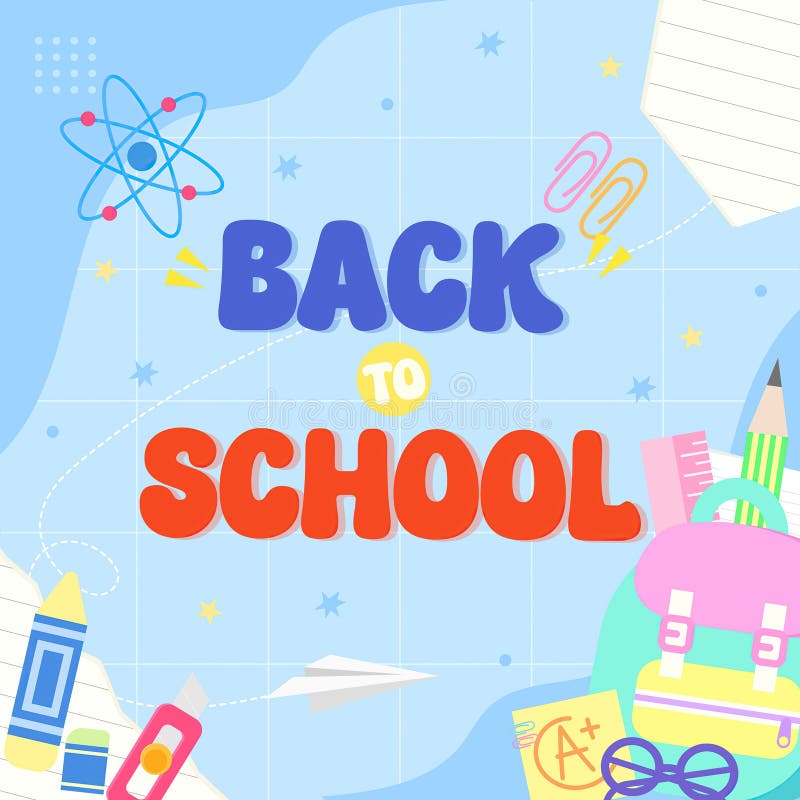 Engaging Study Theme with Tools and Papers for Back To School, Vector ...