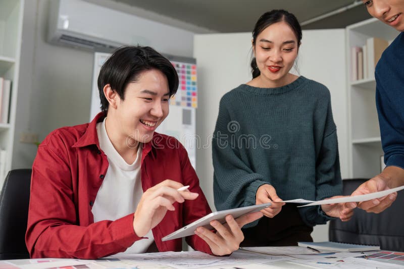 Engaging Teamwork in Design Concepts. Group Members Discussing and ...