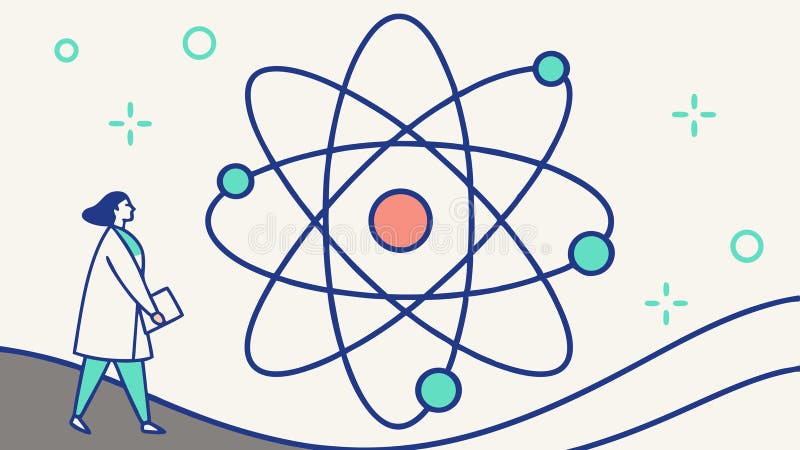 People Observing Abstract Atom, Scientific Study and Discovery, Vector Design Generative AI ...