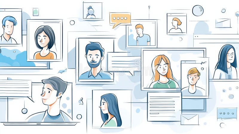 Engaging Virtual Meeting Interface Showcasing Diverse Avatars and Chat ...
