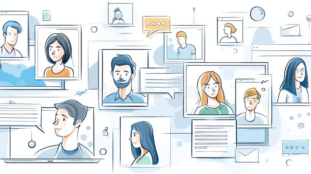 Engaging Virtual Meeting Interface Showcasing Diverse Avatars and Chat ...