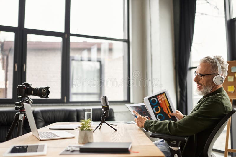 Engaging Virtual Presentation in a Modern Stock Image - Image of ...