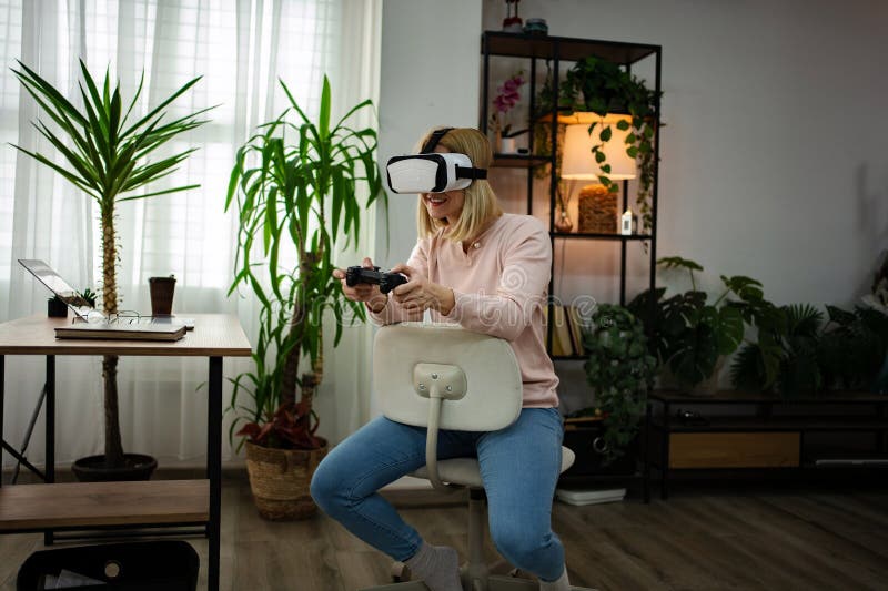Engaging with Virtual Reality in a Cozy Indoor Setting Filled with ...