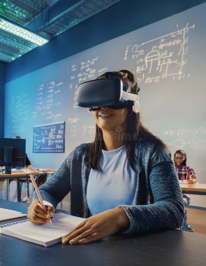 Engaging in Virtual Reality Learning in Stock Photo - Image of ...