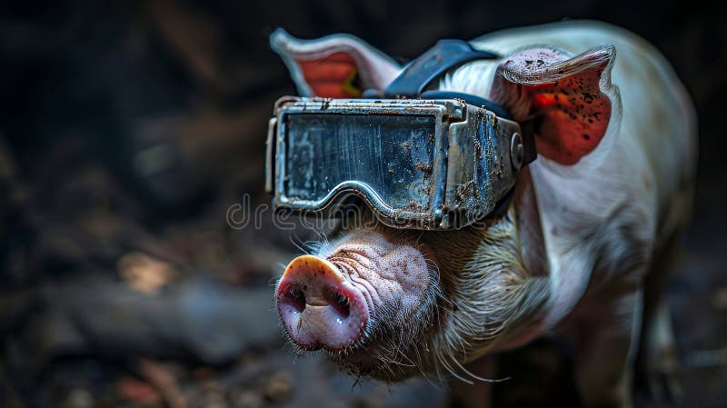 Engaging Virtual Reality Pig Illustration Featuring Space for ...