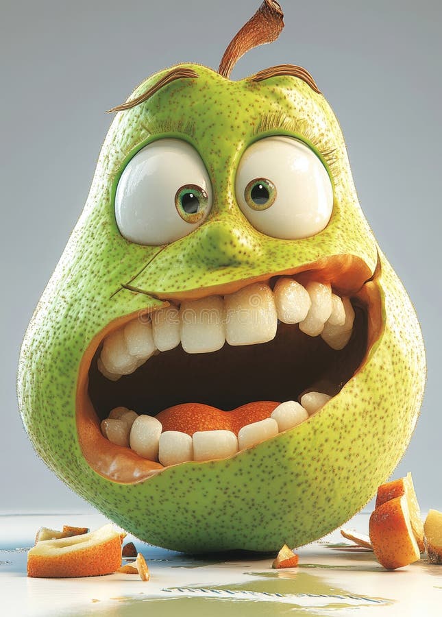 An Engaging Visual of Healthy Eating, Portrayed by a Pear Cartoon that ...
