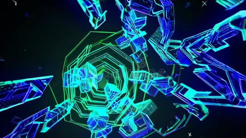 Dynamic Futuristic Visuals Scene with Neon Shapes and Patterns Footage ...