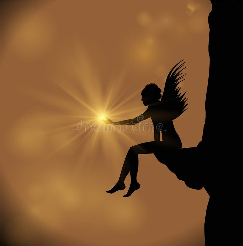 Engel die een ster houden vector illustratie. Illustration of droom ...