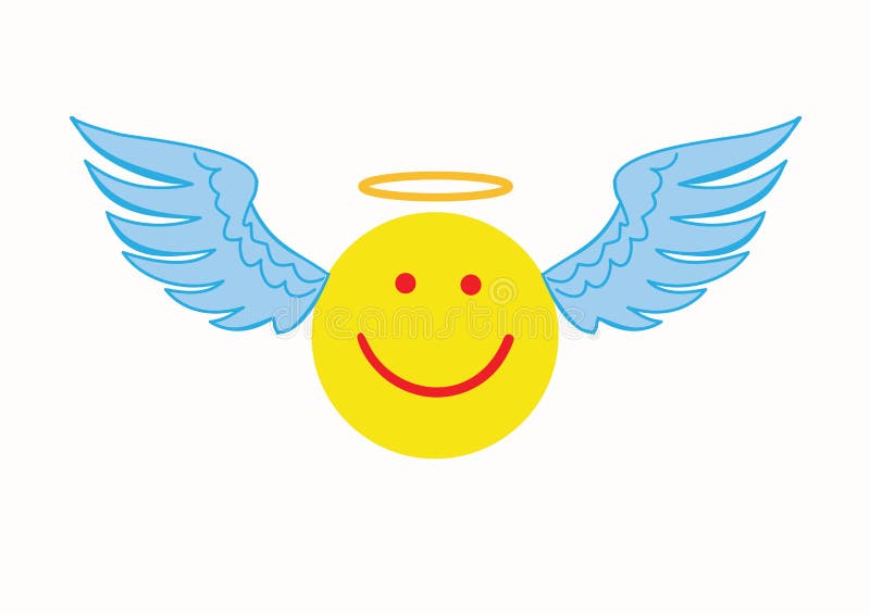 Leuke Engel Emoticon Met Vleugels, Emoji, Smiley Vector Illustratie ...