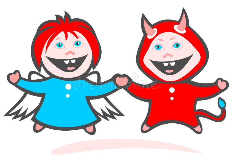 Engel en duivel vector illustratie. Illustration of beeld - 7336636