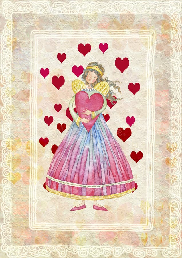 Engelen met hart stock illustratie. Illustration of romaans - 32783639