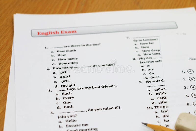 Engels Examen Op Lijst Met Potlood Stock Afbeelding - Image of ...