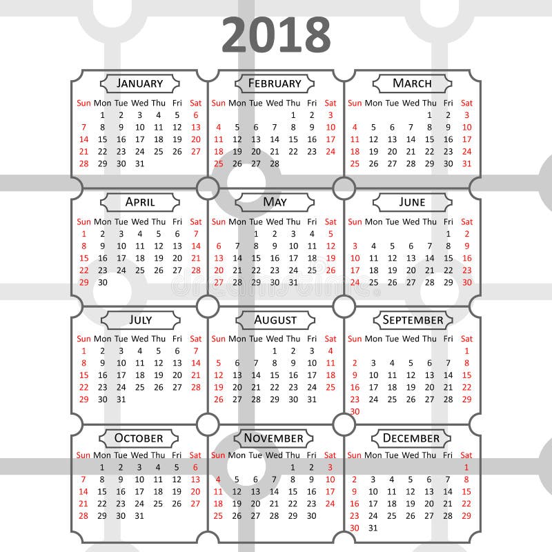 Engelsk kalender 2017 vektor illustrationer. Illustration av modell ...