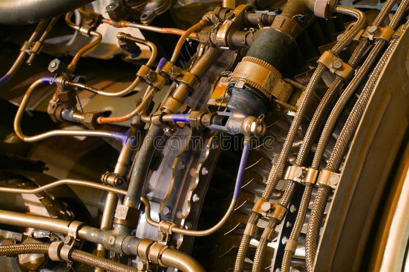 Jet Engine Plumbing of Tubes and Hoses Stock Image - Image of complex ...