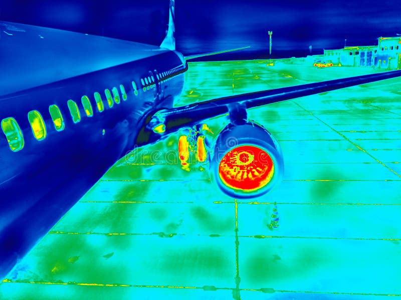 The Engine of the Airplane Infrared Image Stock Image - Image of ...