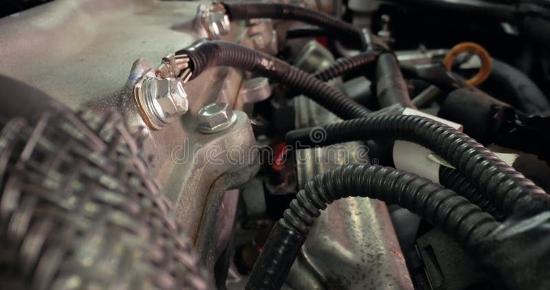 Car Engine Bay Probe Lens Slider Motion Stock Video - Video of ...
