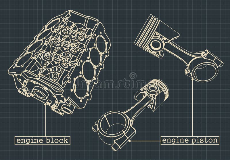 Engine block blueprints stock vector. Illustration of industry - 165009234