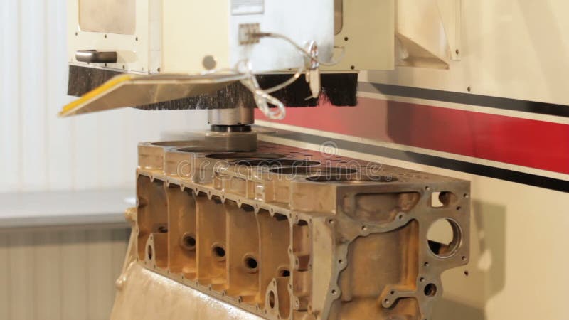 Engine Block Repair Process. Internal Combustion Engine Block. Turning ...