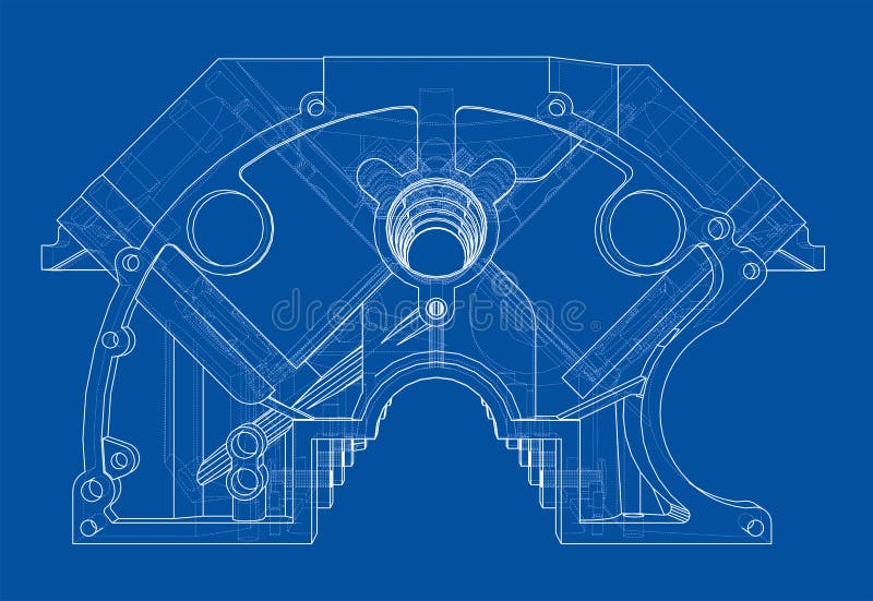Engine Block Sketch. Vector Rendering of 3d Stock Vector - Illustration ...
