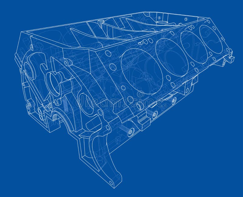 Engine Block Sketch. Vector Rendering of 3d Stock Vector - Illustration ...