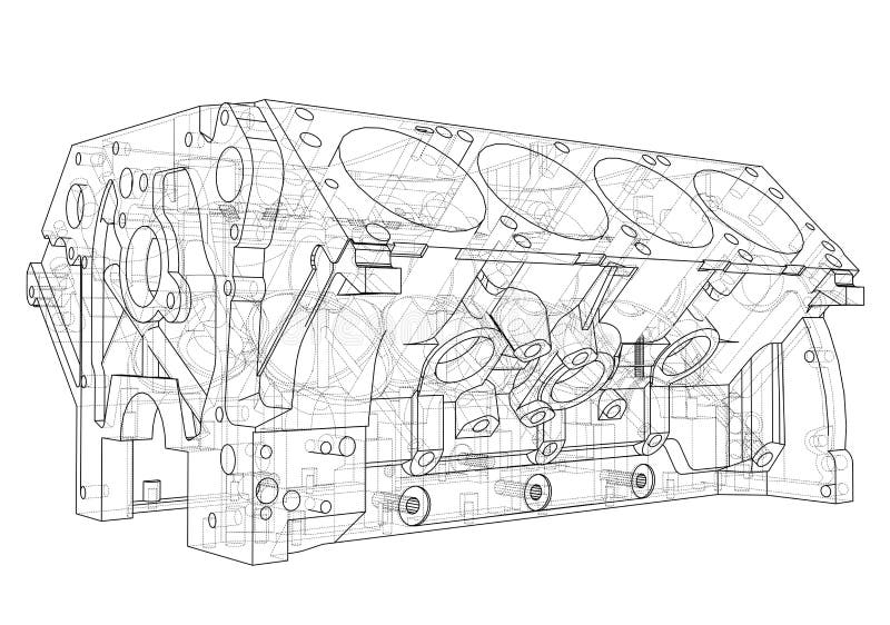 Car Engine Block Isolated stock illustration. Illustration of cogs ...