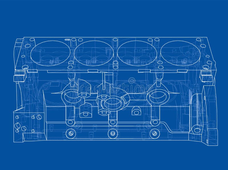 Engine Block Sketch. Vector Rendering of 3d Stock Vector - Illustration ...
