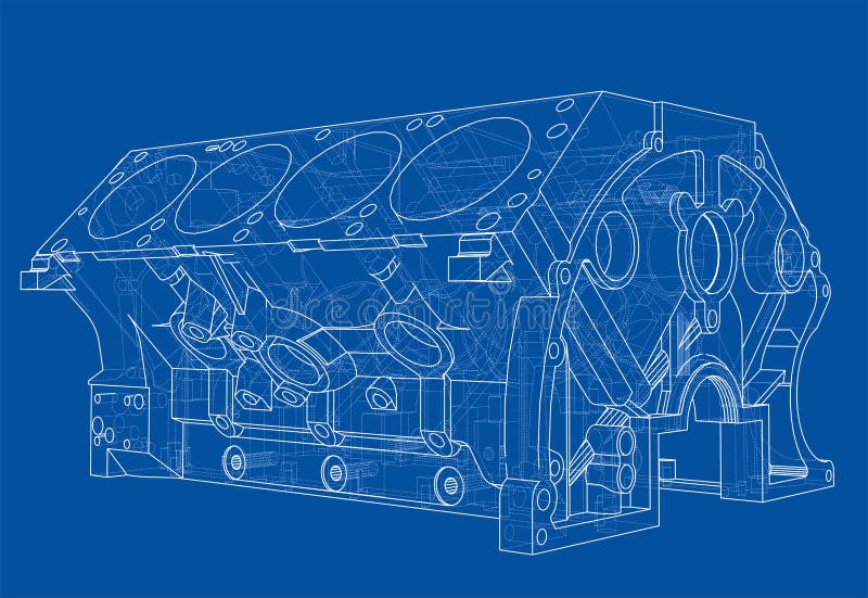 Engine Block Sketch. Vector Rendering of 3d Stock Vector - Illustration ...
