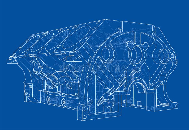 Engine Block Sketch. Vector Rendering of 3d Stock Vector - Illustration ...