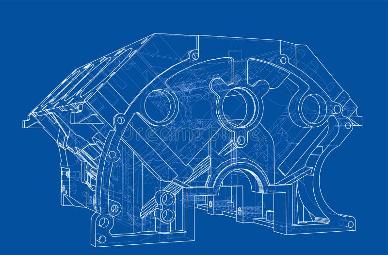 Engine Block Sketch. Vector Rendering of 3d Stock Vector - Illustration ...