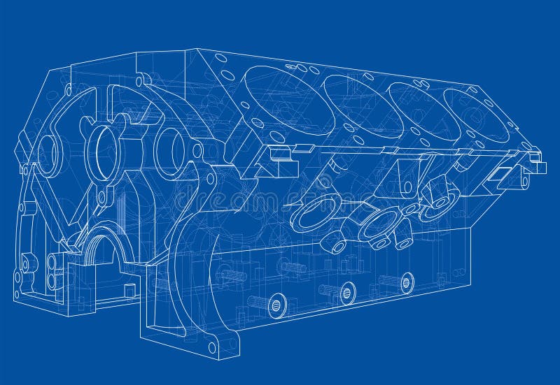 Engine Block Sketch. Vector Rendering of 3d Stock Vector - Illustration ...