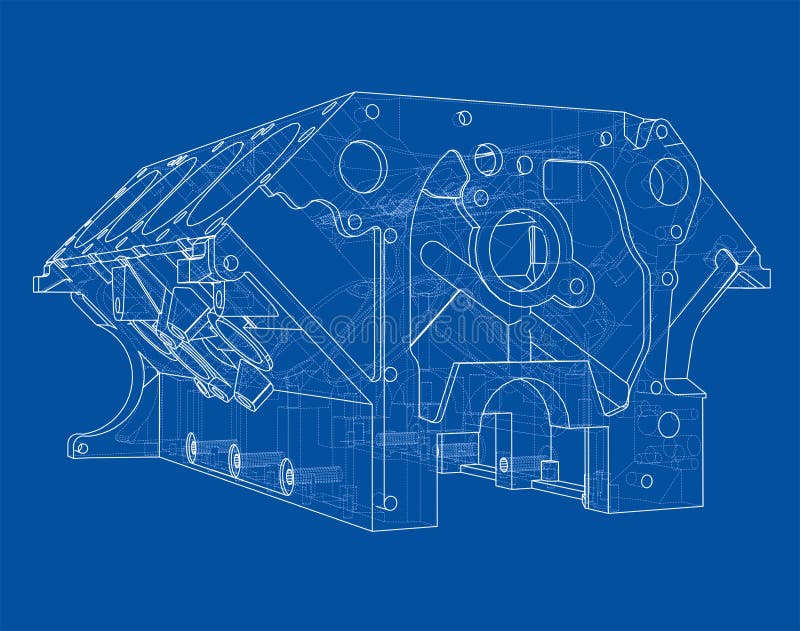 Engine Block Sketch. Vector Rendering of 3d Stock Vector - Illustration ...