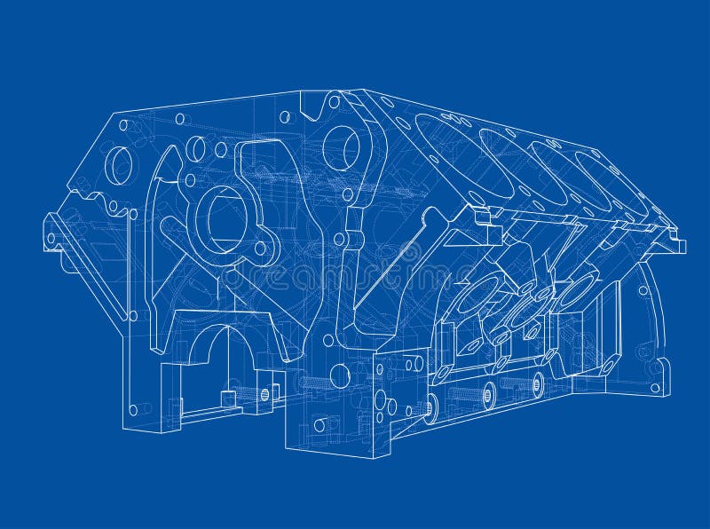 Engine Block Sketch. Vector Rendering of 3d Stock Vector - Illustration ...