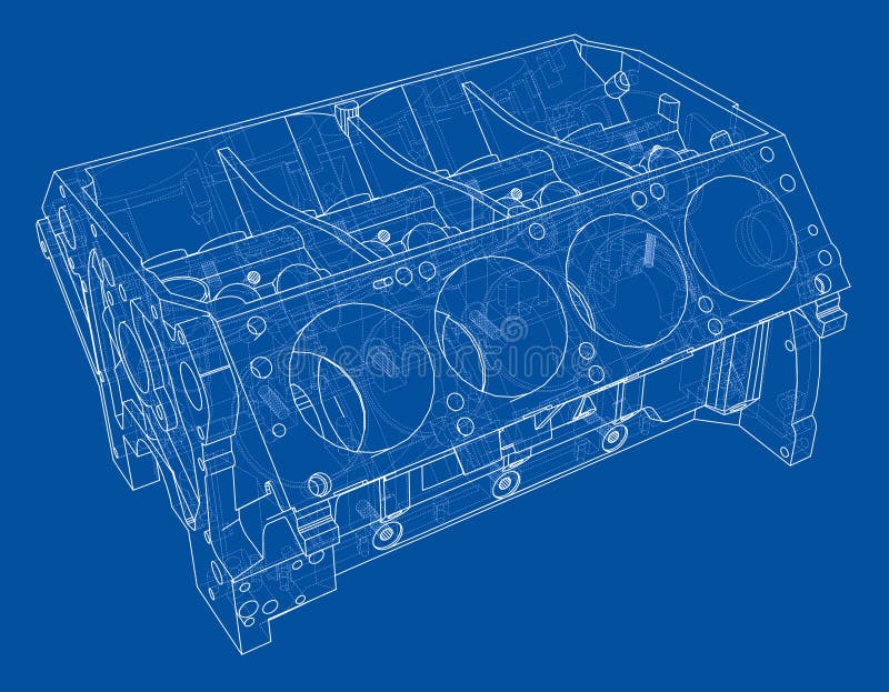 Engine Block Sketch. Vector Rendering of 3d Stock Vector - Illustration ...