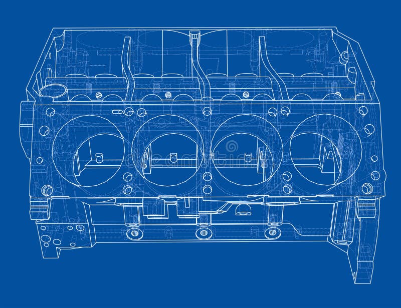 Engine Block Sketch. Vector Rendering of 3d Stock Vector - Illustration ...