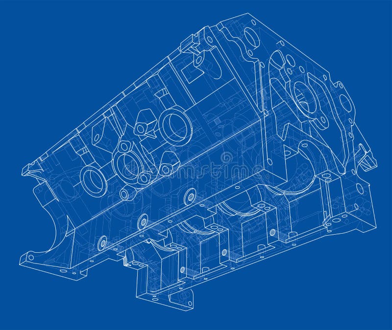 Engine Block Sketch. Vector Rendering of 3d Stock Vector - Illustration ...