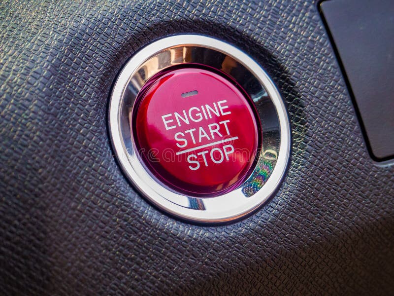 Engine Car Start or Stop Button on the General Modern Car Stock Image ...