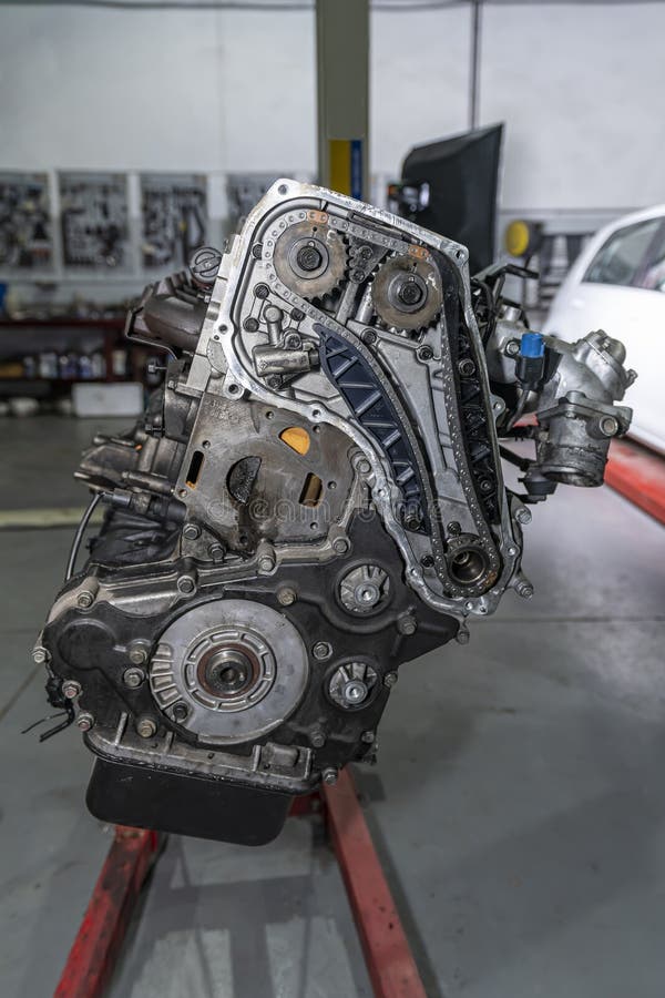 Engine of a Car, Suspended on a Mobile Crane. Stock Photo - Image of ...
