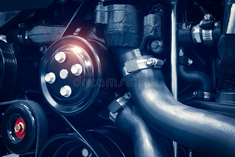 Engine Close-up., Modern Car or Boat Engine. Stock Image - Image of ...