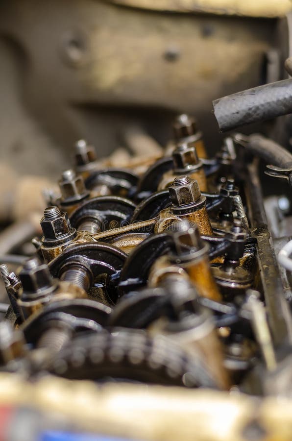 The Engine Compartment of a Passenger Car Close-up Stock Photo - Image ...