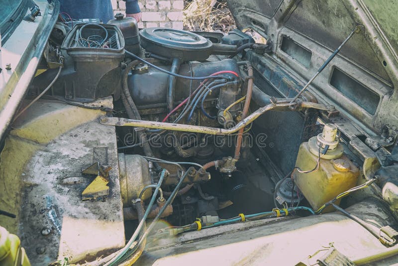 The Engine Compartment of the Car Stock Photo - Image of engineering ...