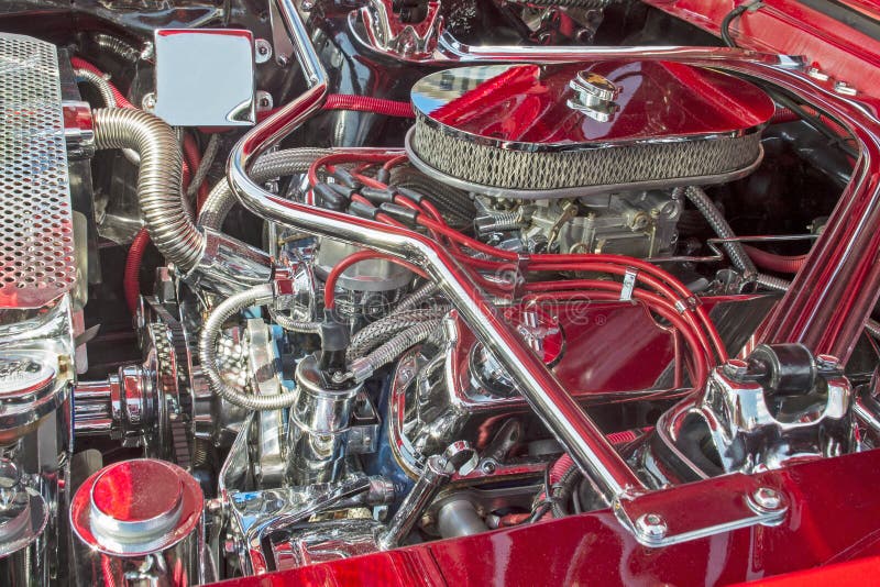 Engine Compartment with Chromed Parts Stock Image - Image of motor ...