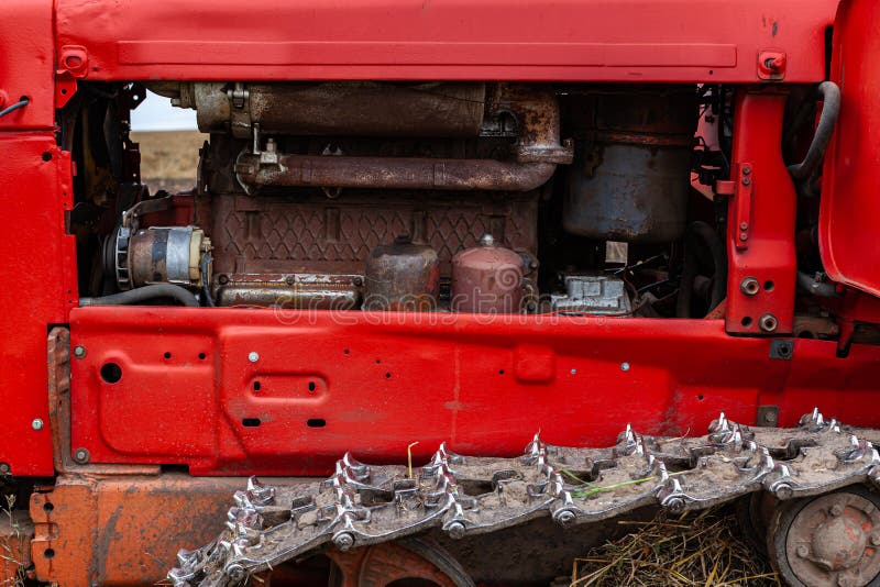 Engine Compartment of the Old Diesel Tractor Stock Photo - Image of ...
