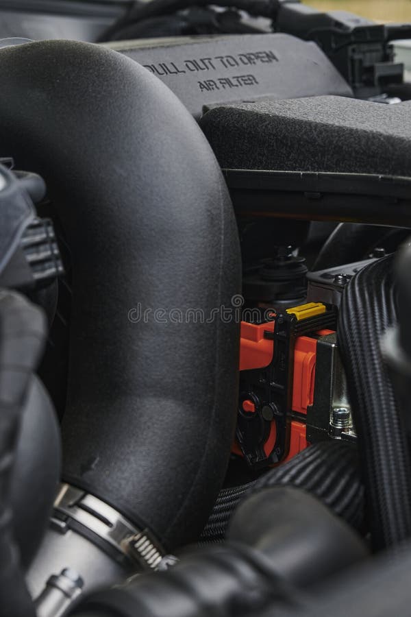 Engine Compartment of a P Car with Various Components Editorial Photo ...