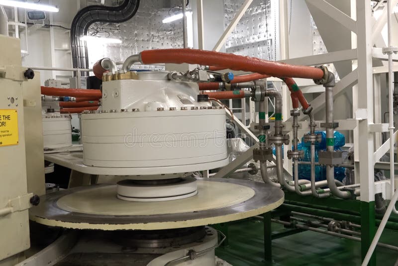 The Engine Compartment of the Ship. Engine and Steering Equipmen Stock ...